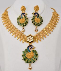 Peacock Design Gold Necklece Set - Fashion Beauty Mehndi Jewellery ...