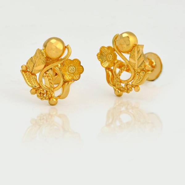 Pure gold ear tops designs - Fashion Beauty Mehndi Jewellery Blouse Design