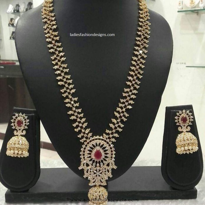 Different diamond haram with matching earring sets designs - Fashion ...