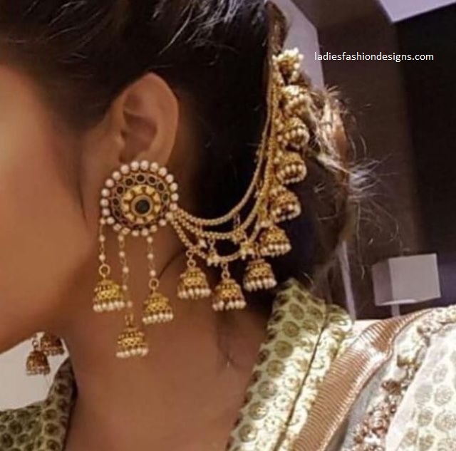 Trendy bridal ear side chains designs - Fashion Beauty Mehndi Jewellery ...