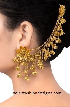 Trendy bridal ear side chains designs - Fashion Beauty Mehndi Jewellery ...