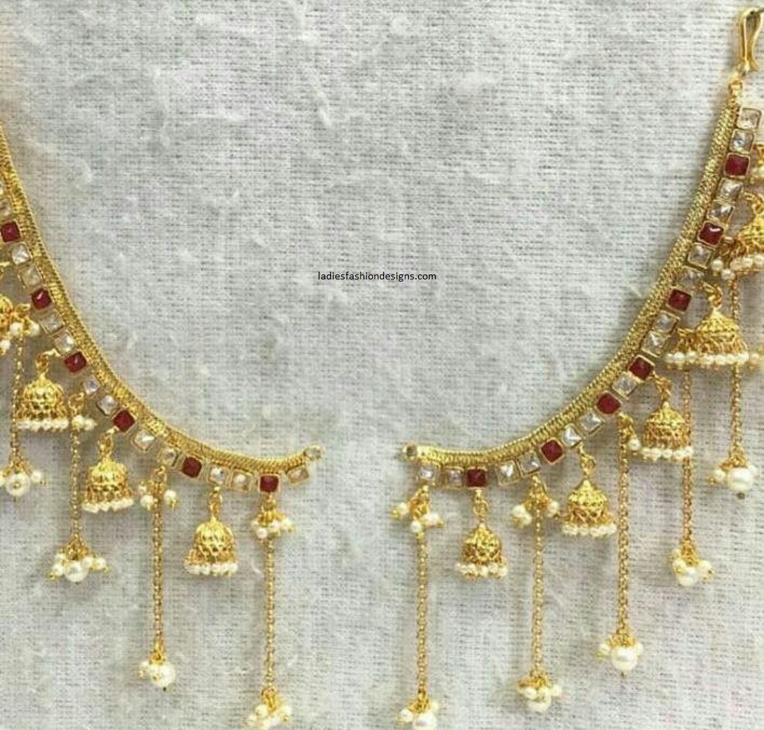 Trendy bridal ear side chains designs - Fashion Beauty Mehndi Jewellery ...