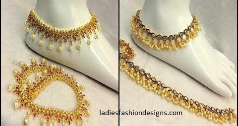 New design gold bridal heavy anklets - Fashion Beauty Mehndi Jewellery ...