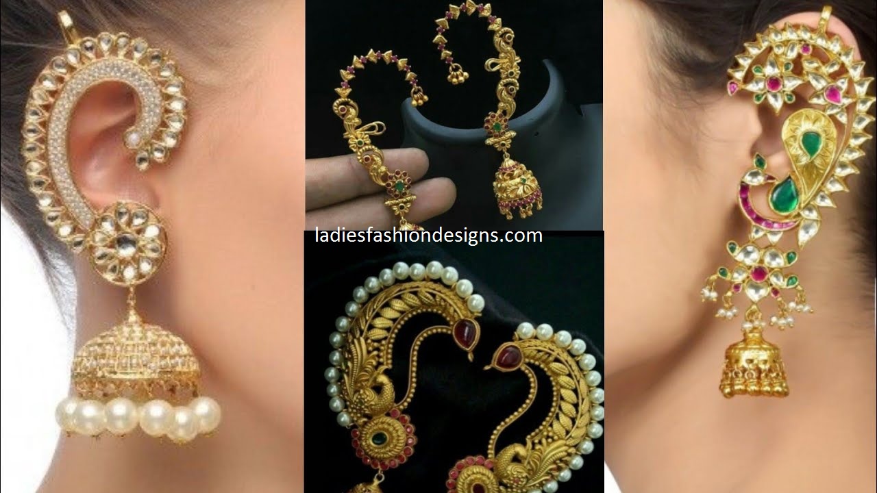 Heavy gold ear cuff designs - Fashion Beauty Mehndi Jewellery Blouse Design