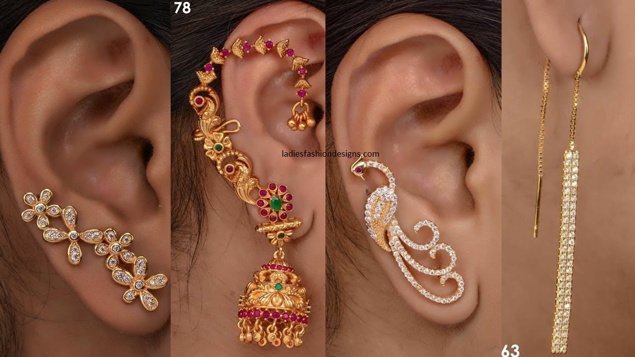 Heavy gold ear cuff designs - Fashion Beauty Mehndi Jewellery Blouse Design
