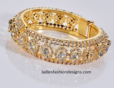 Beautiful gold with diamond kada bangle designs - Fashion Beauty Mehndi ...