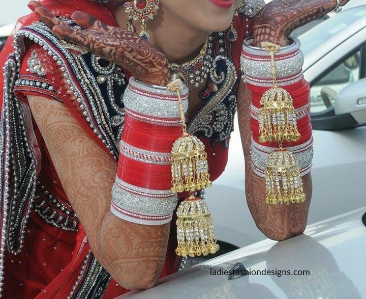 Punjab style gold kalira bridal heavy wedding bangles - Fashion Beauty ...