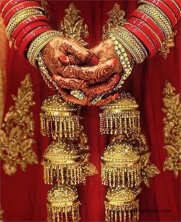 Punjab style gold kalira bridal heavy wedding bangles - Fashion Beauty ...