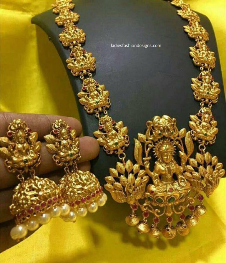 Traditional gold long lakshmi haram - Fashion Beauty Mehndi Jewellery ...