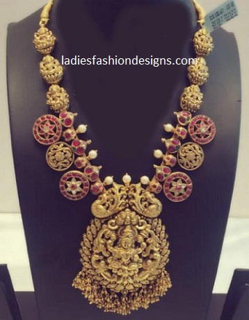 Traditional gold long lakshmi haram - Fashion Beauty Mehndi Jewellery ...