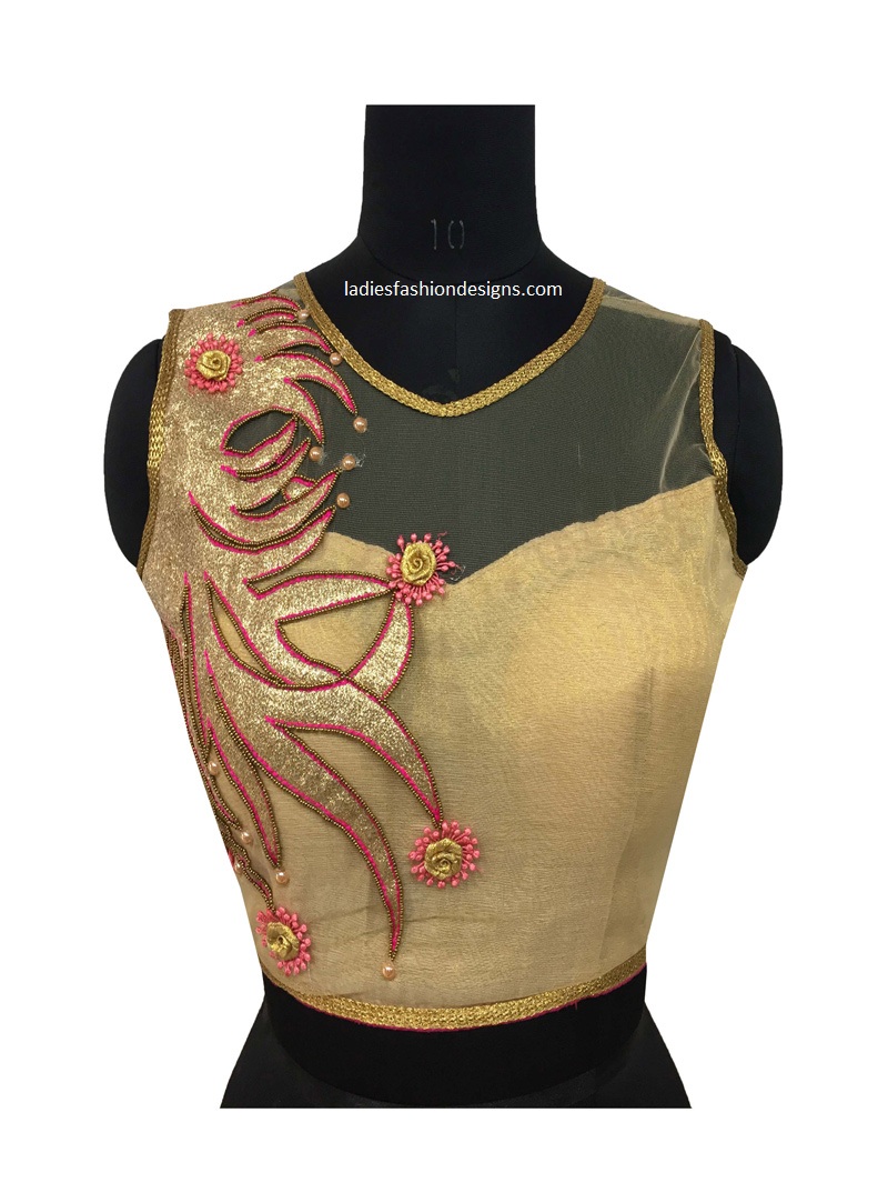 Best boat neck net blouse design patterns - Fashion Beauty Mehndi ...