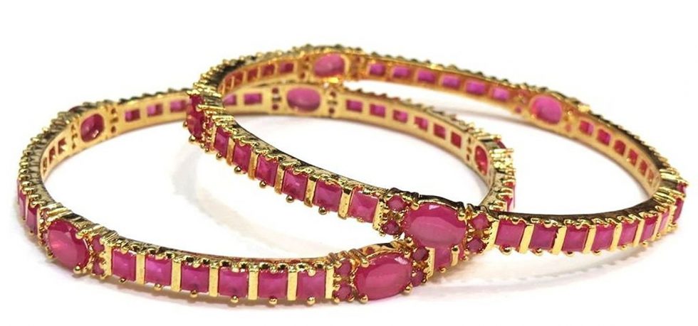Beautiful Gold Ruby Bangle Designs - Fashion Beauty Mehndi Jewellery ...