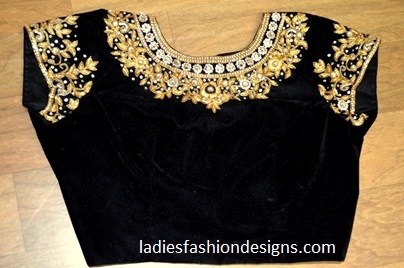 Velvet blouse designs with stone work - Fashion Beauty Mehndi Jewellery ...