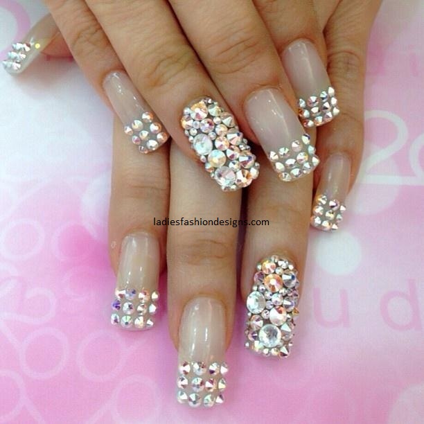 Wedding style rhinestone nail art designs - Fashion Beauty Mehndi ...