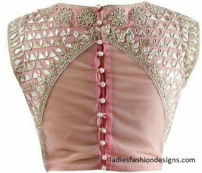 Beautiful back button blouse designs - Fashion Beauty Mehndi Jewellery ...
