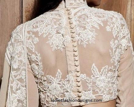 Beautiful back button blouse designs - Fashion Beauty Mehndi Jewellery ...