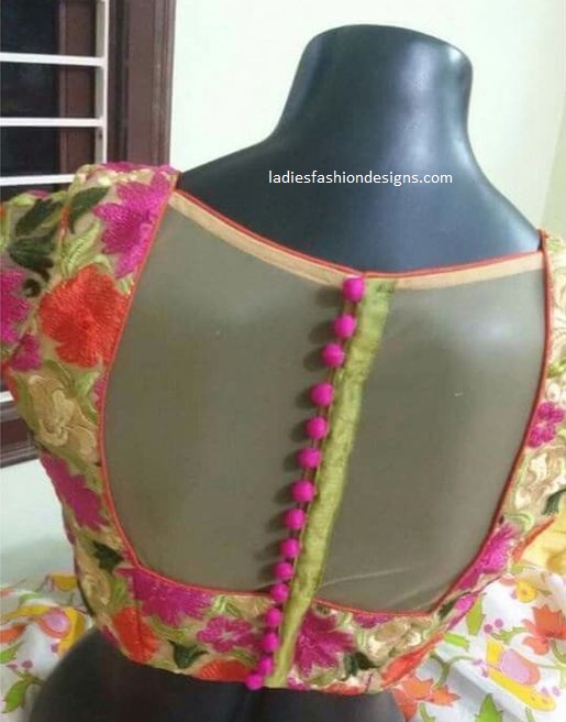 Beautiful back button blouse designs - Fashion Beauty Mehndi Jewellery ...
