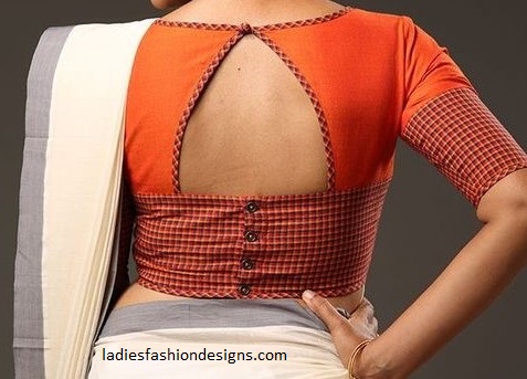 Beautiful back button blouse designs - Fashion Beauty Mehndi Jewellery ...