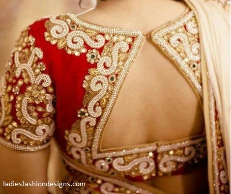 Beautiful back button blouse designs - Fashion Beauty Mehndi Jewellery ...