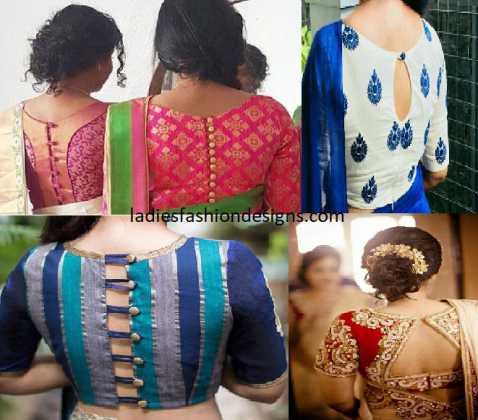 Beautiful back button blouse designs - Fashion Beauty Mehndi Jewellery ...