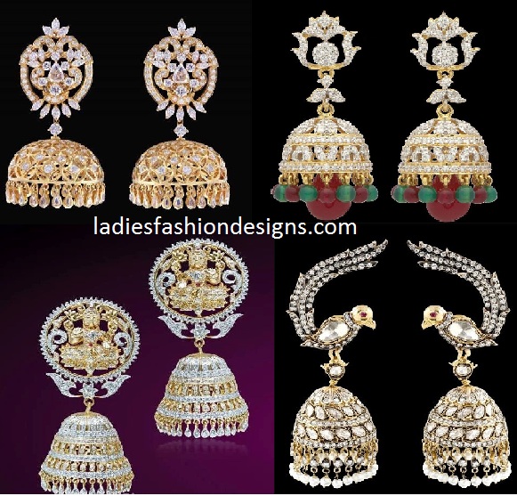 Traditional gold and diamond jhumka earring designs - Fashion Beauty ...