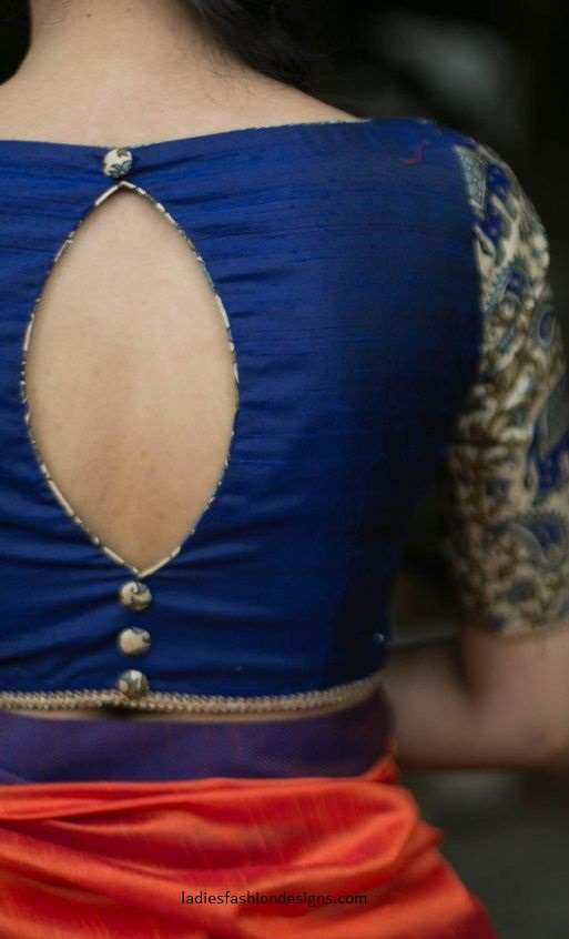 Beautiful back button blouse designs - Fashion Beauty Mehndi Jewellery ...