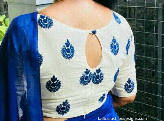Beautiful back button blouse designs - Fashion Beauty Mehndi Jewellery ...