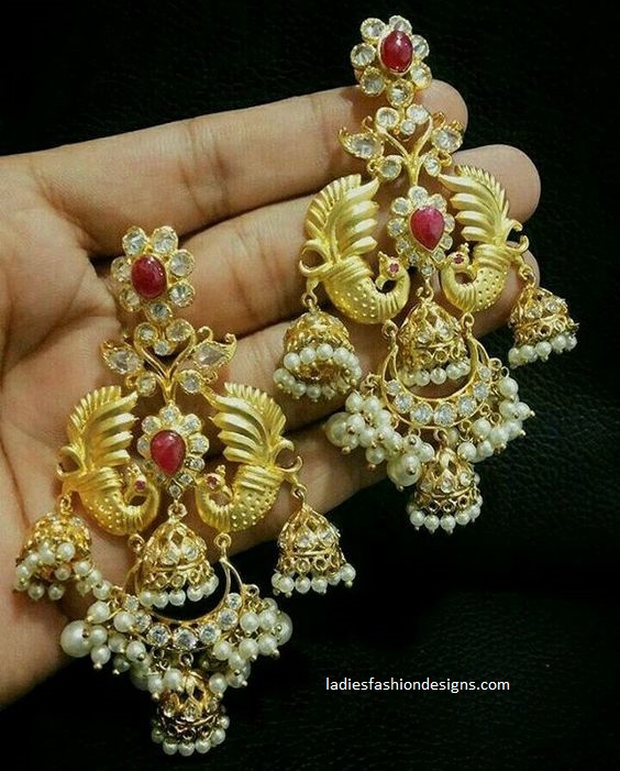 Latest gold long earrings designs - Fashion Beauty Mehndi Jewellery ...