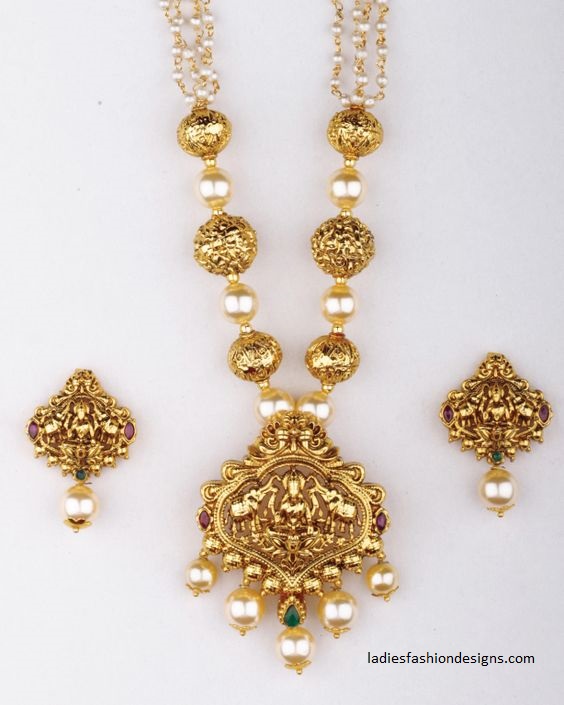 Top Most Beatutiful Gold Pearl Balls Haram Designs - Fashion Beauty ...