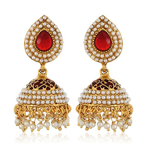 Simple gold jhumkas with stones - Fashion Beauty Mehndi Jewellery ...