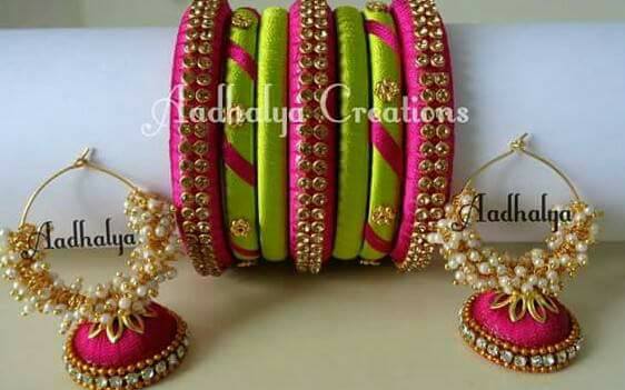 Silk Thread Bangles with Matching Earrings - Fashion Beauty Mehndi ...