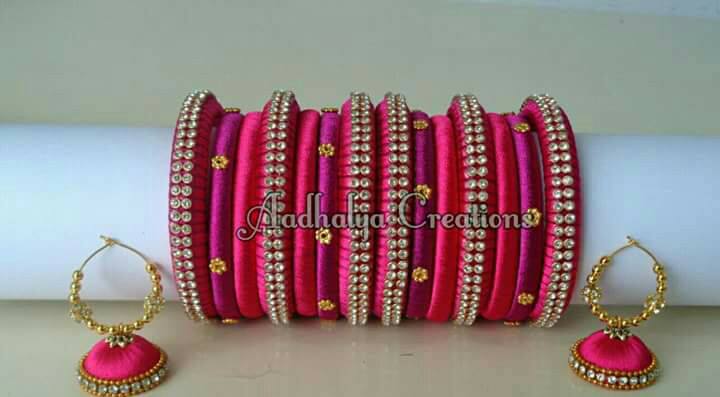 Silk Thread Bangles with Matching Earrings - Fashion Beauty Mehndi ...