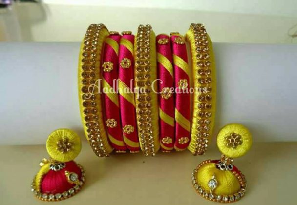 Silk Thread Bangles with Matching Earrings - Fashion Beauty Mehndi ...