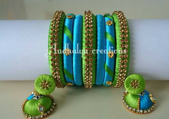 Silk Thread Bangles with Matching Earrings - Fashion Beauty Mehndi ...