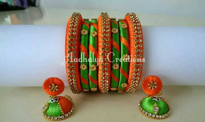 Silk Thread Bangles with Matching Earrings - Fashion Beauty Mehndi ...