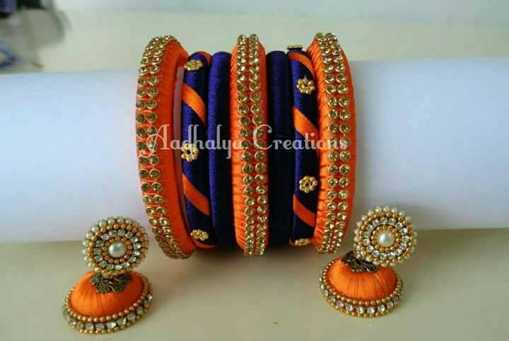 Silk Thread Bangles with Matching Earrings - Fashion Beauty Mehndi ...