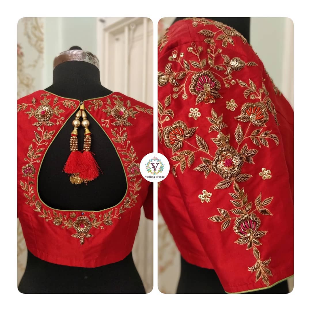 Floral embroidery blouse design - Fashion Beauty Mehndi Jewellery ...